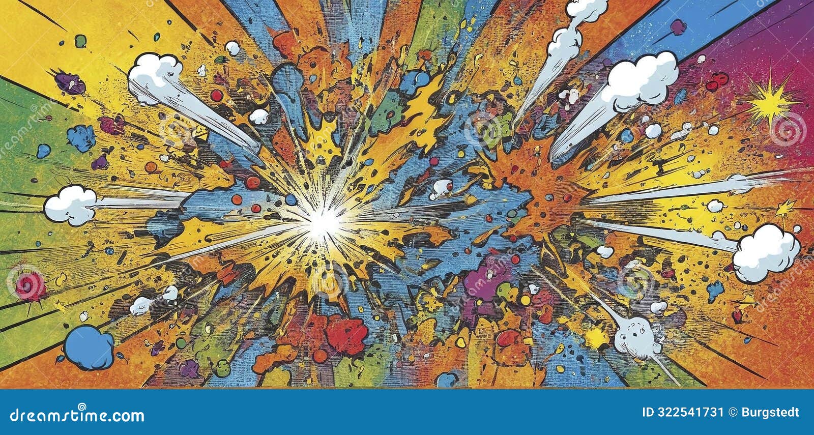 Cartoon-style Explosion in Pop Art and Comic Style that Shoots Outwards ...