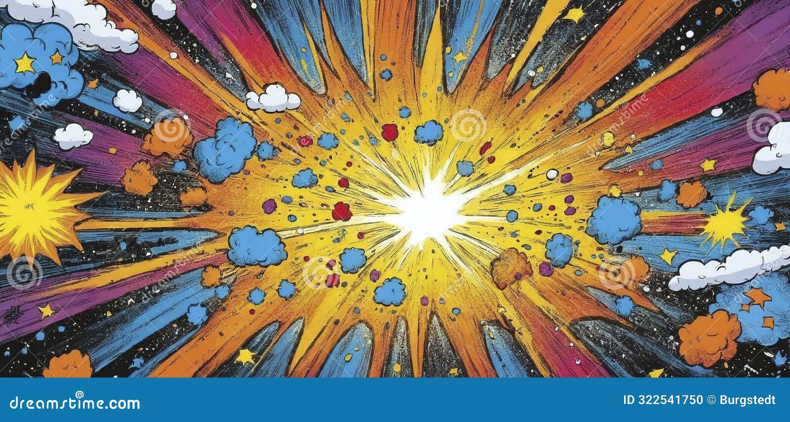 Cartoon-style Explosion in Pop Art and Comic Style that Shoots Outwards ...