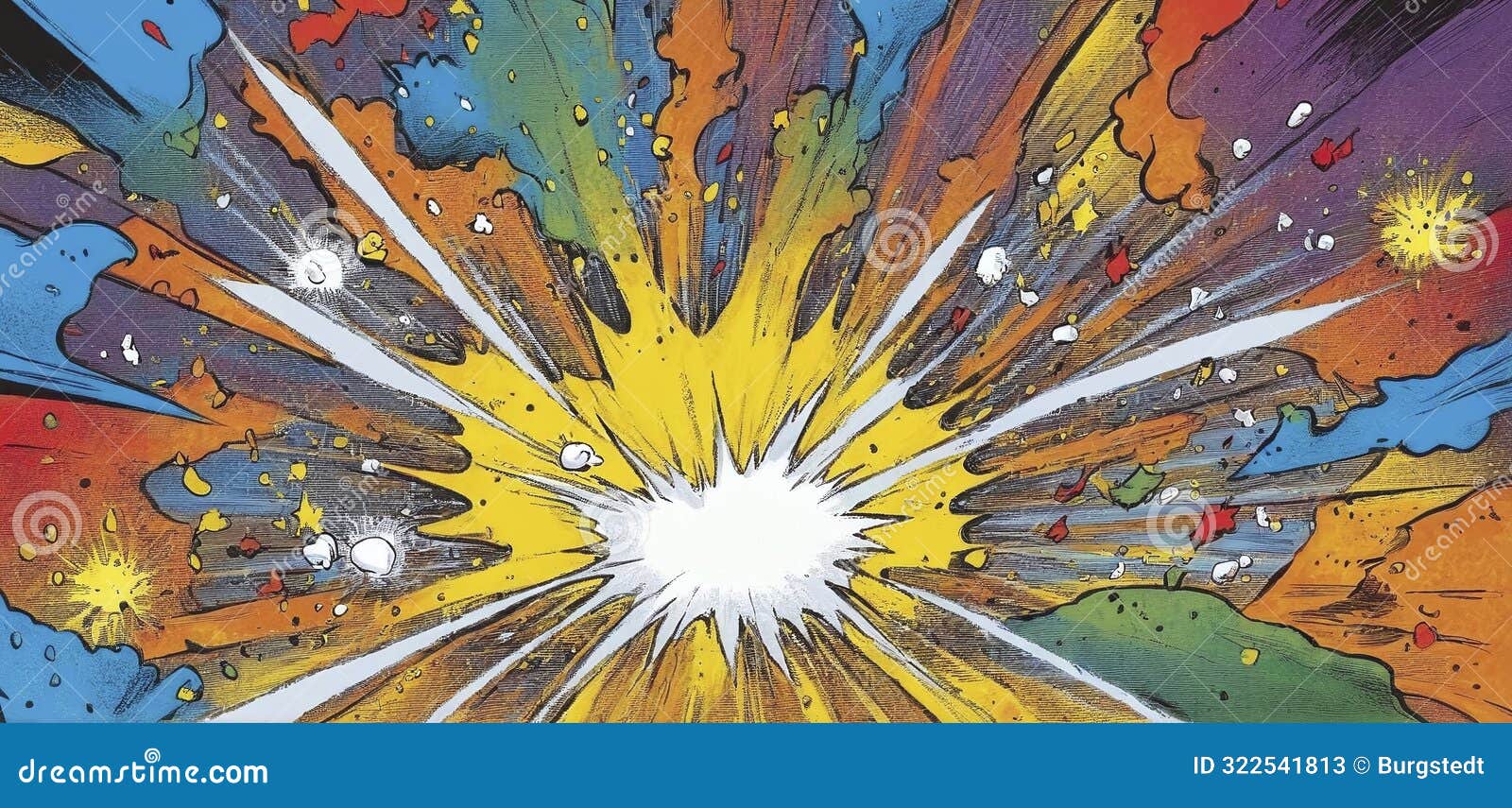 Cartoon-style Explosion in Pop Art and Comic Style that Shoots Outwards ...