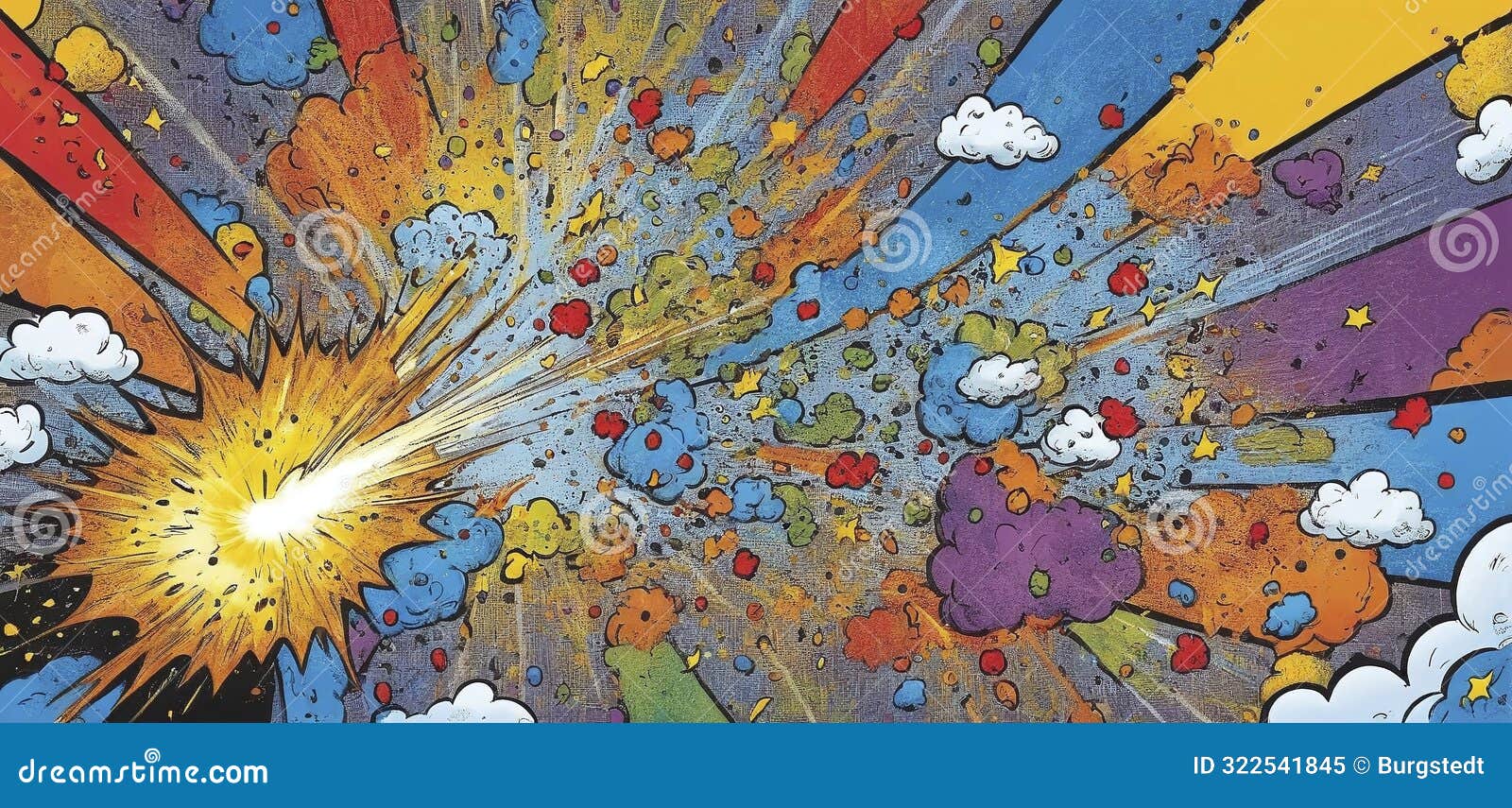 Cartoon-style Explosion in Pop Art and Comic Style that Shoots Outwards ...