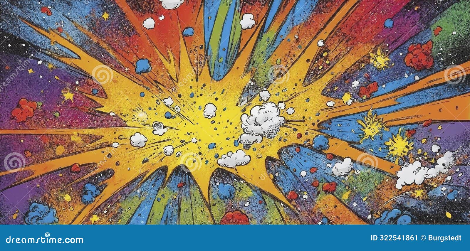 Cartoon-style Explosion in Pop Art and Comic Style that Shoots Outwards ...