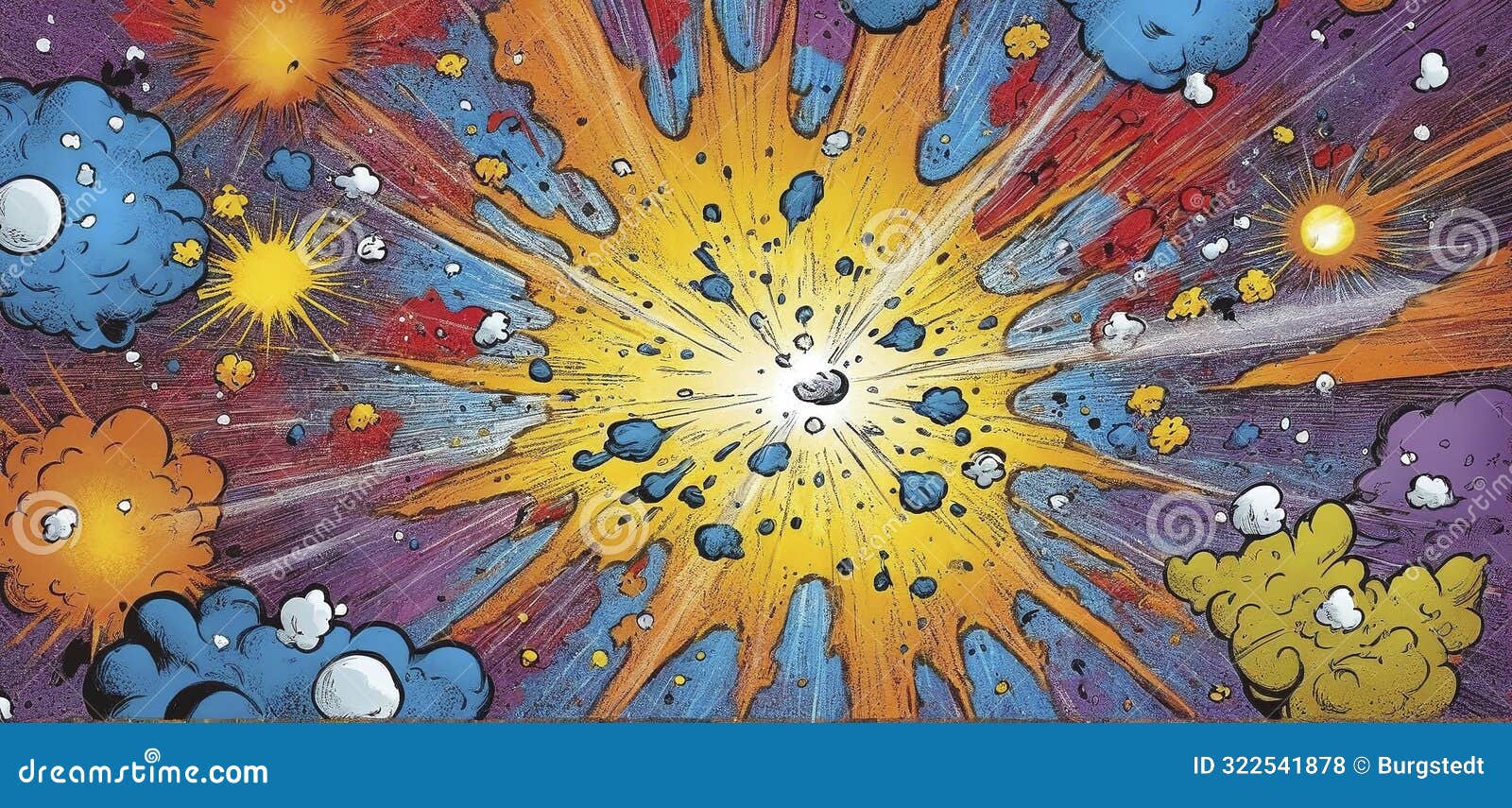 Cartoon-style Explosion in Pop Art and Comic Style that Shoots Outwards ...