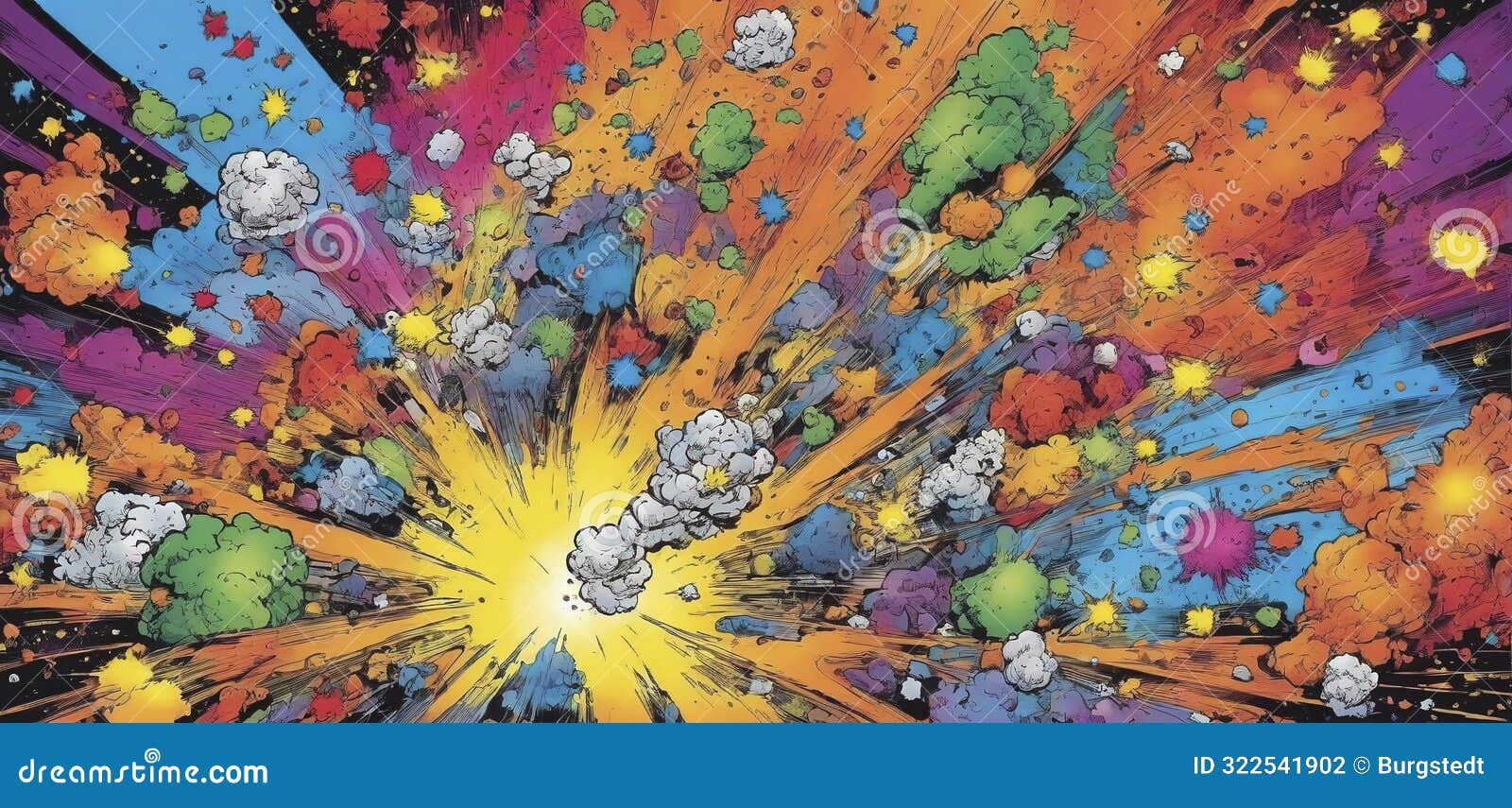 Cartoon-style Explosion in Pop Art and Comic Style that Shoots Outwards ...