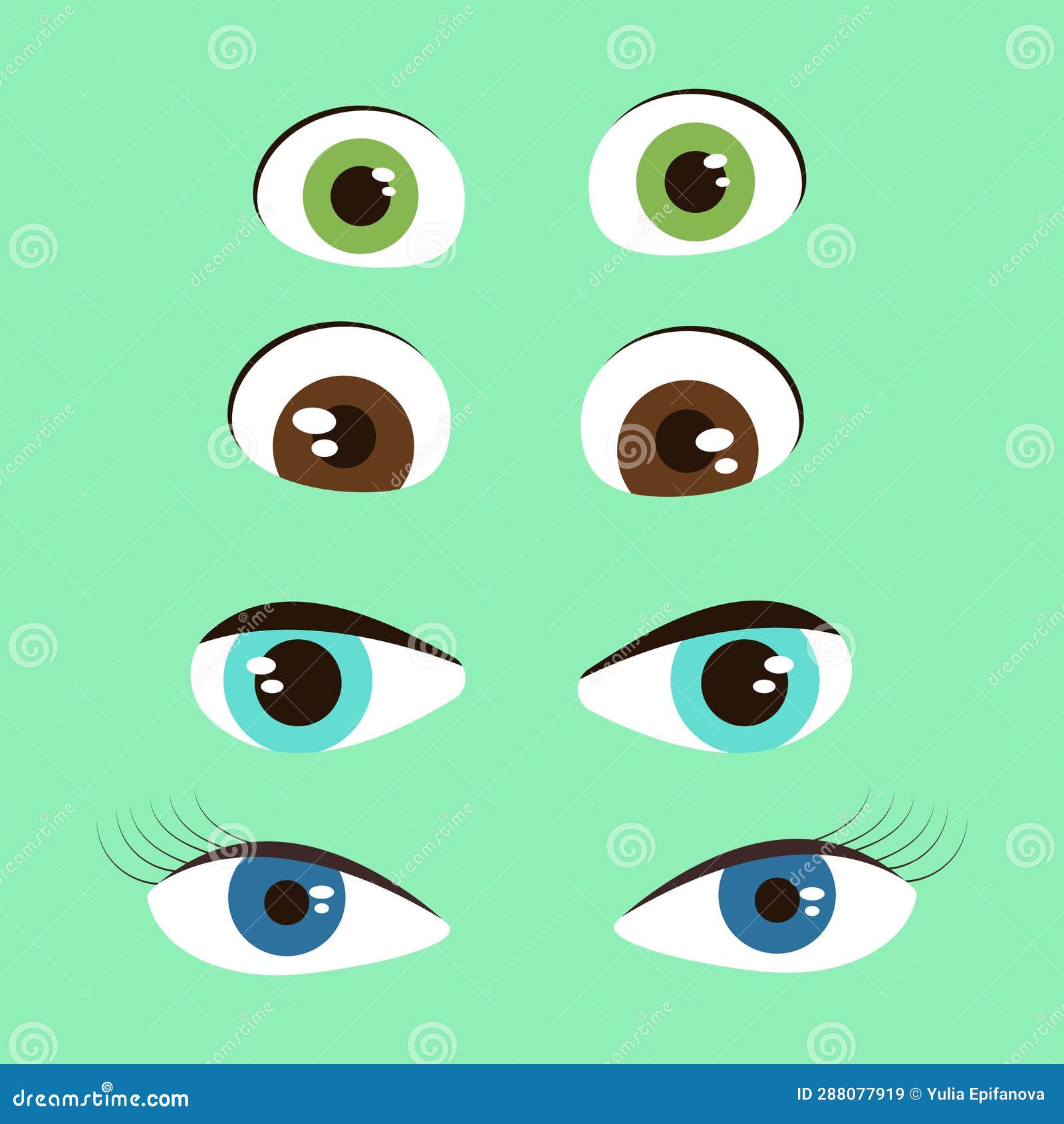 Cartoon Style Eyes Collection, Different Eye Expressions. Stock Vector ...