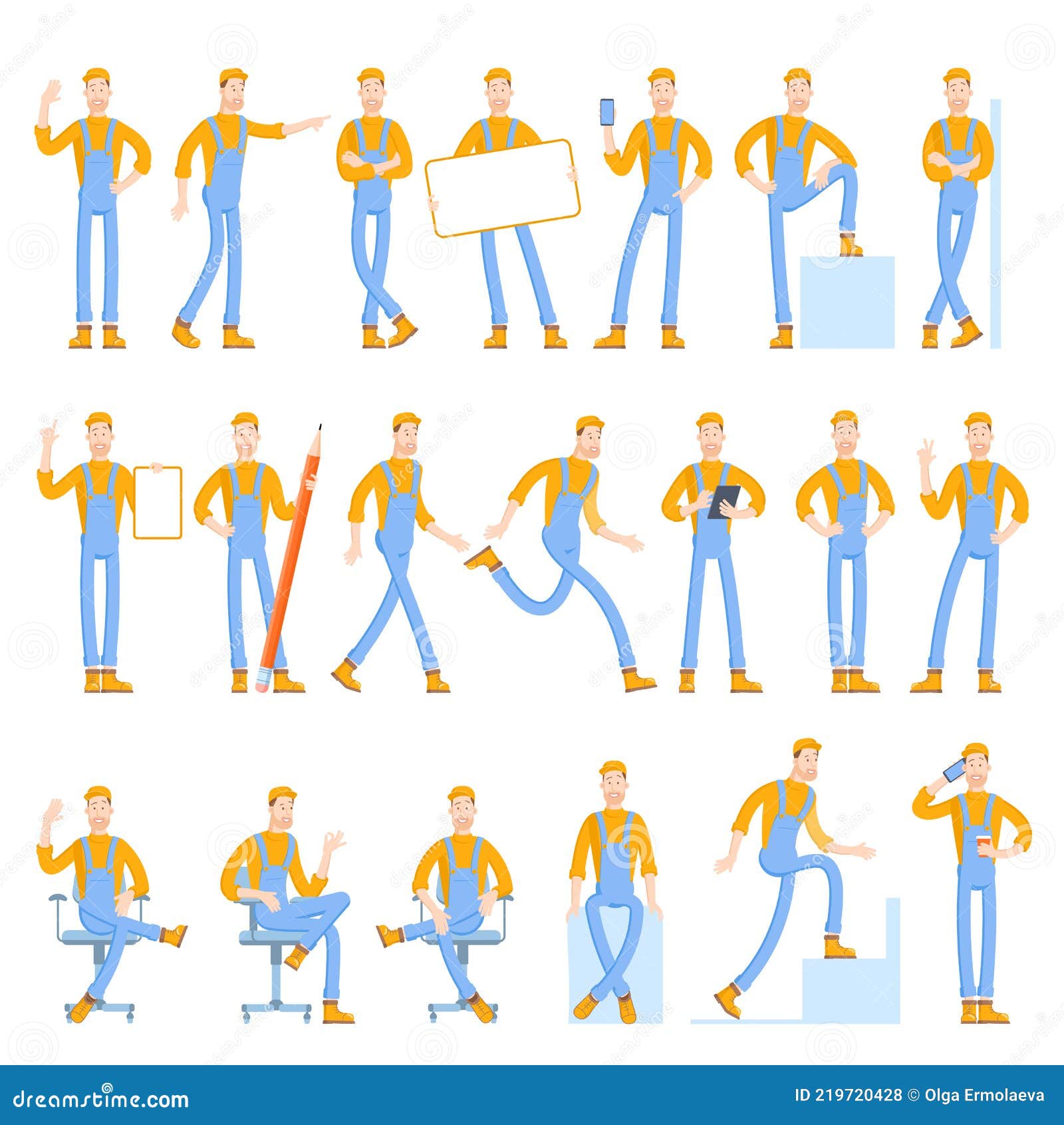 Courier Box Character Animation. Body Parts Head Arms Cap Hands Of ...