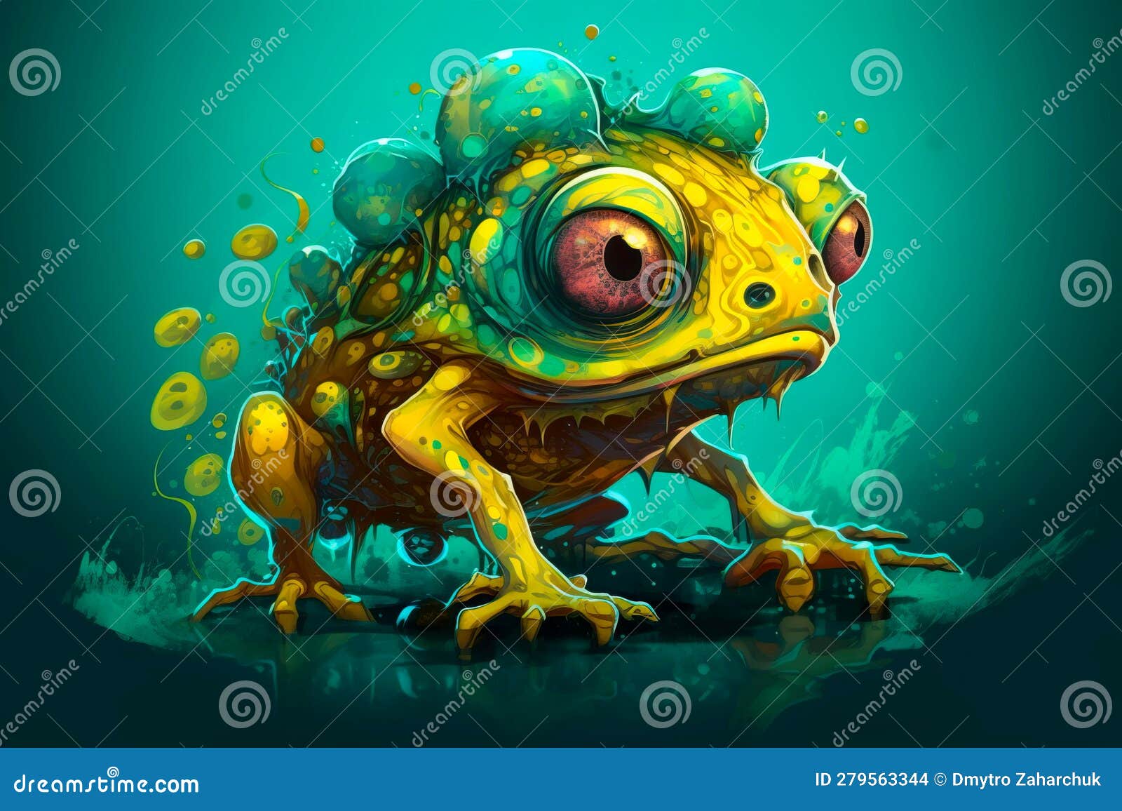 Cartoon Style of Fox Frog Printing Card Featuring Generative AI Stock ...