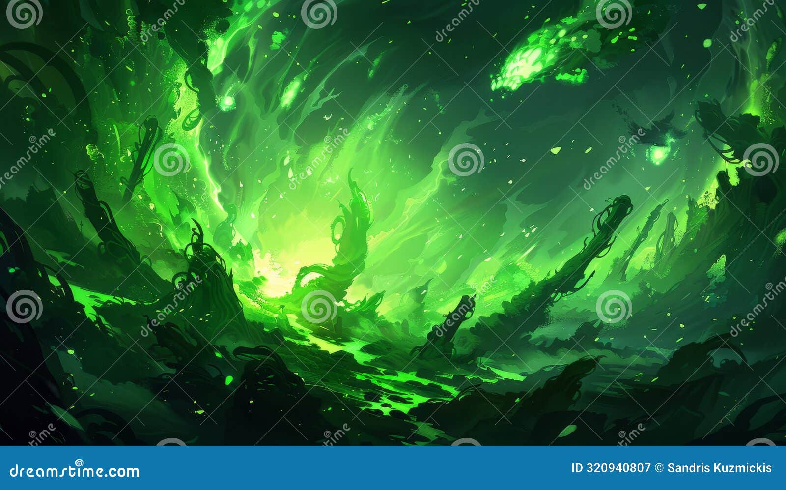 Cartoon Style Green Background with Splash Art. Generative AI. Stock ...