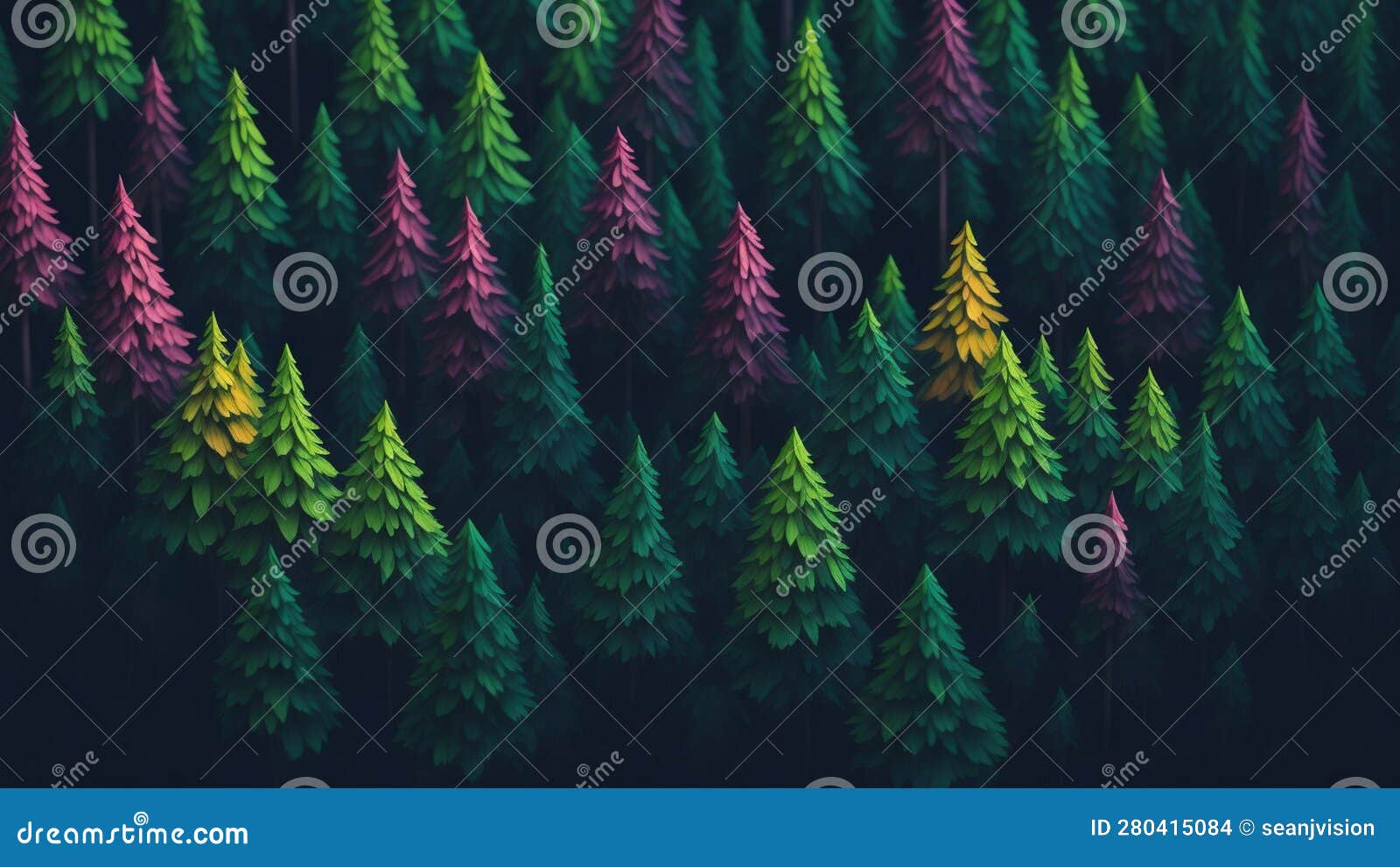 Cartoon Style Green Gradient Forest Generative AI Stock Illustration ...