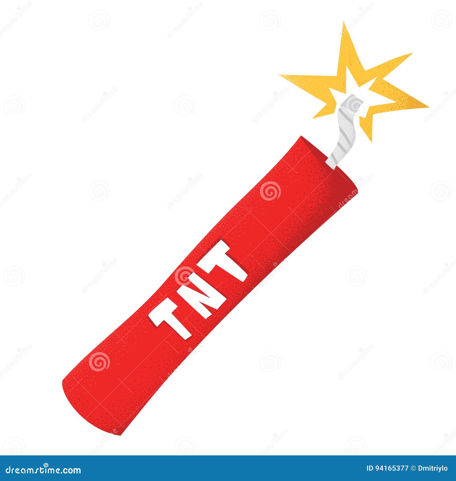 Cartoon Style Grunge Red Dynamite Isolated Vector Illustration on White ...
