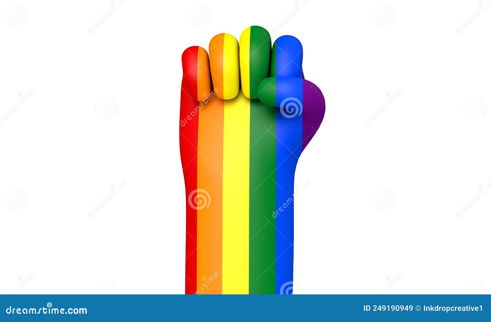 Cartoon Style Hand with Gay Pride Flag. 3D Rendering Stock Illustration ...