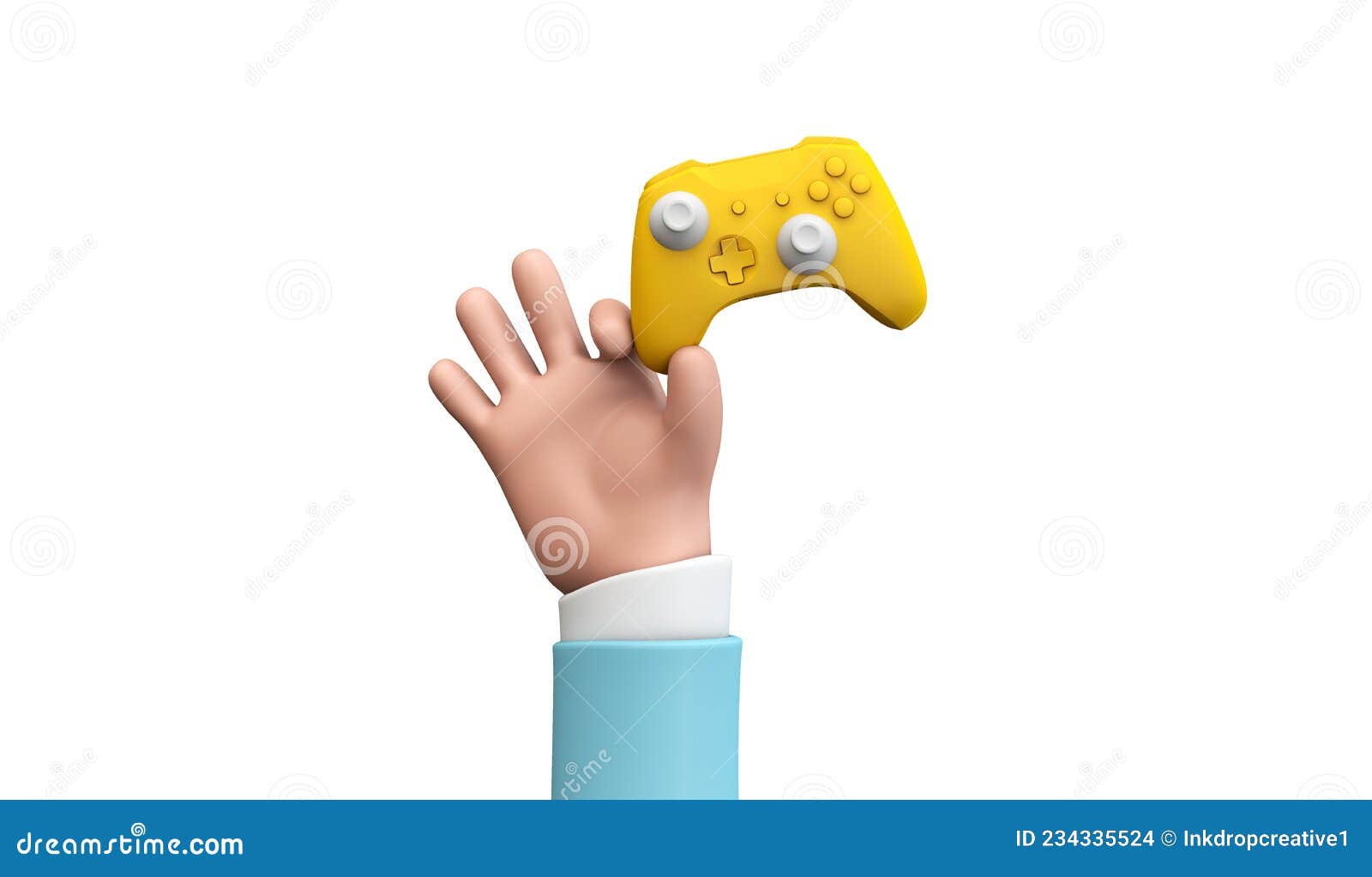 Cartoon Style Hands Holding a Video Game Controller. 3D Rendering Stock ...