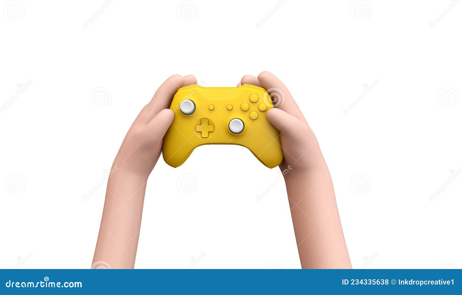 Cartoon Style Hands Holding a Video Game Controller. 3D Rendering Stock ...