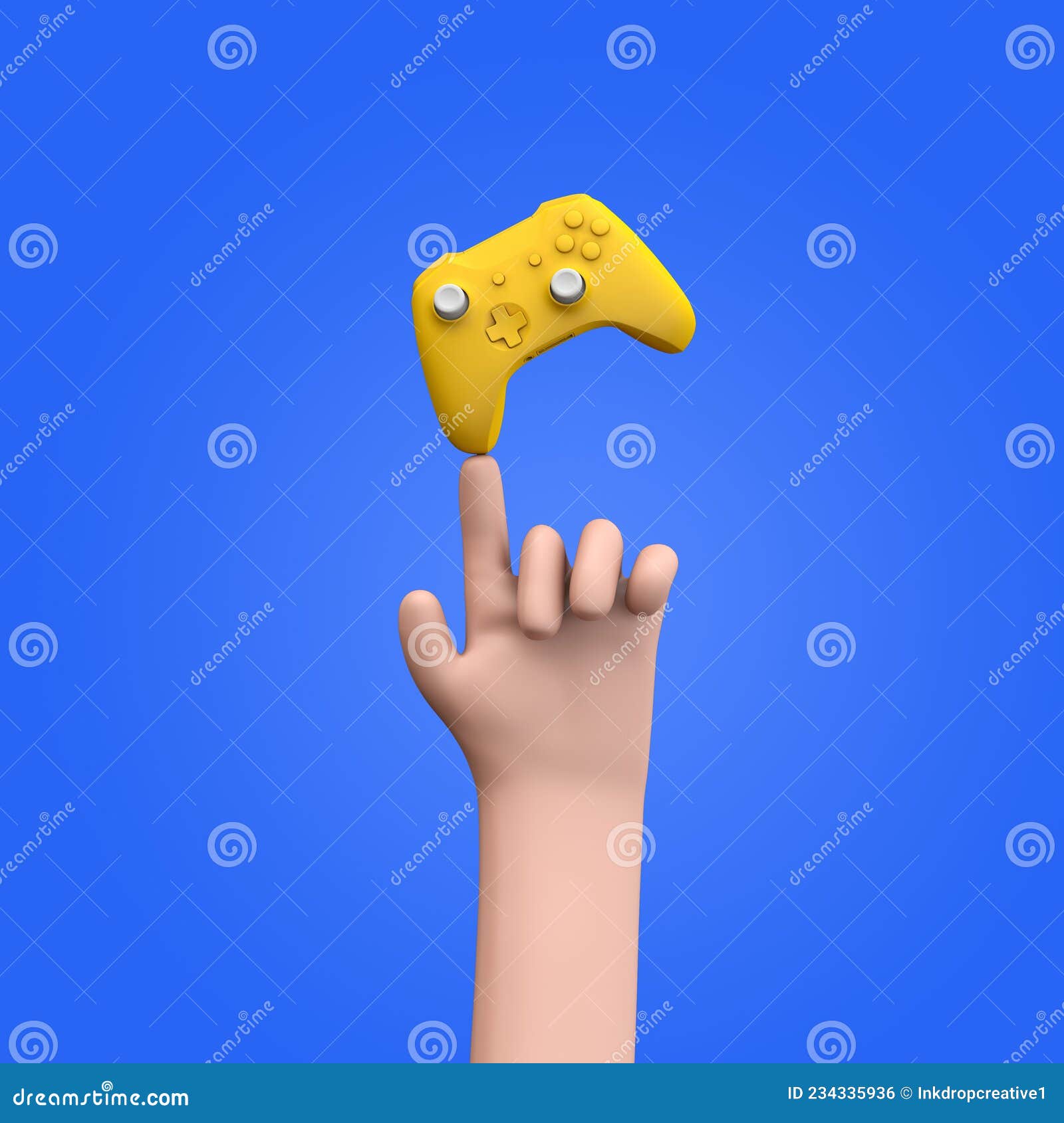 Cartoon Style Hands Holding a Video Game Controller. 3D Rendering Stock ...