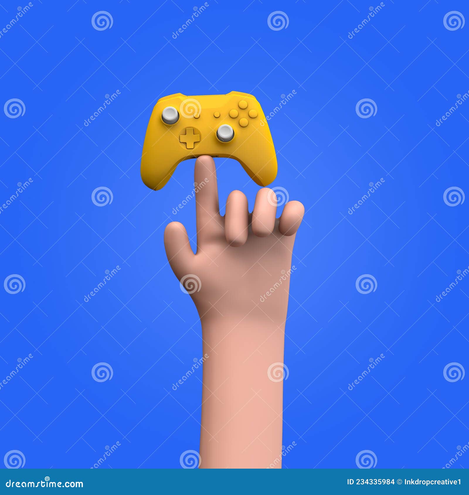Cartoon Style Hands Holding a Video Game Controller. 3D Rendering Stock ...