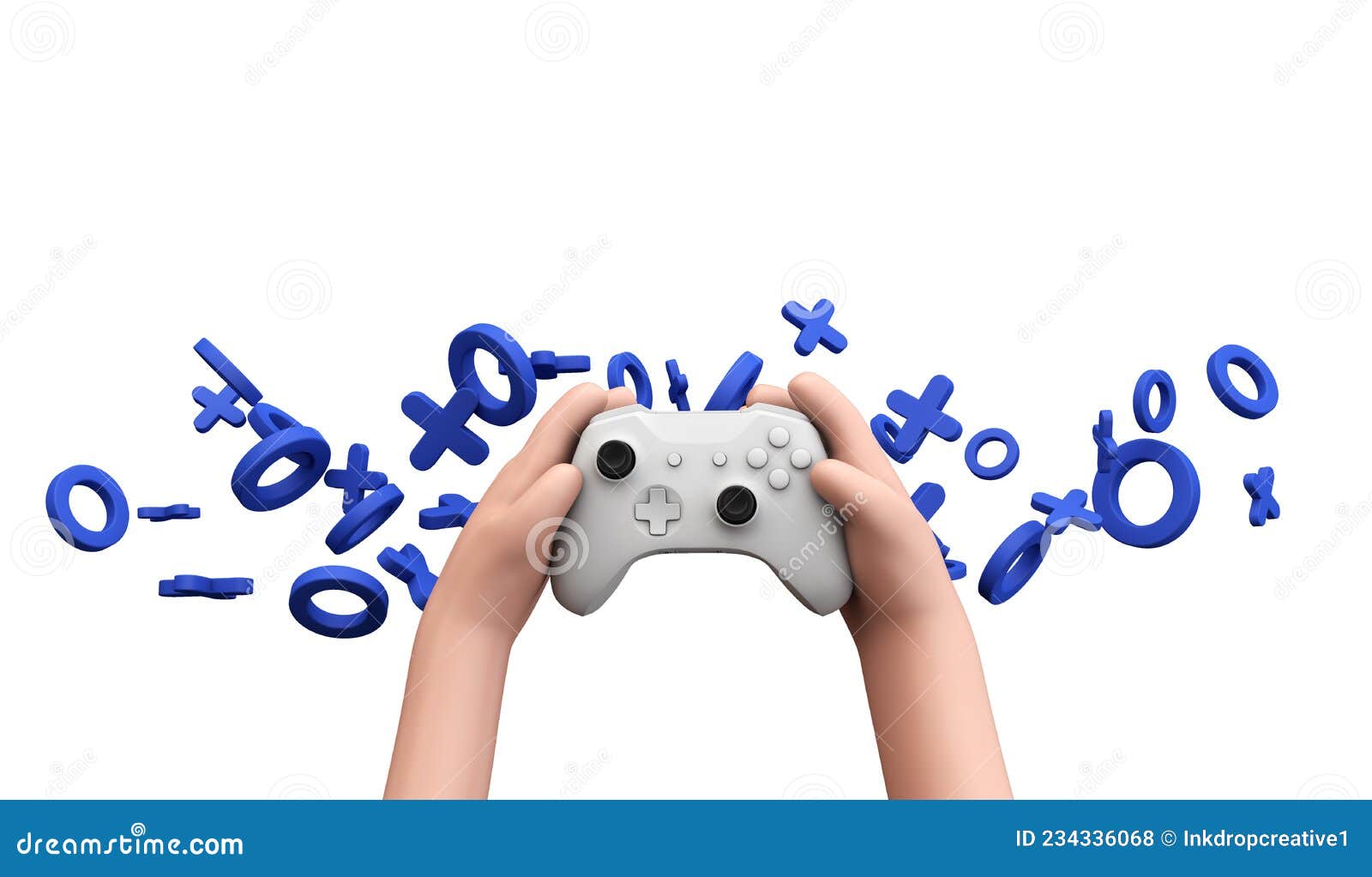 Cartoon Style Hands Holding a Video Game Controller. 3D Rendering Stock ...