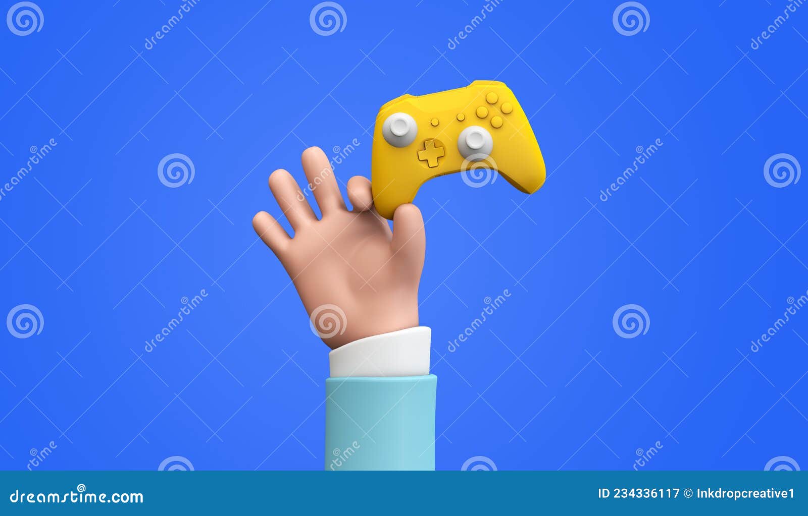 Cartoon Style Hands Holding a Video Game Controller. 3D Rendering Stock ...