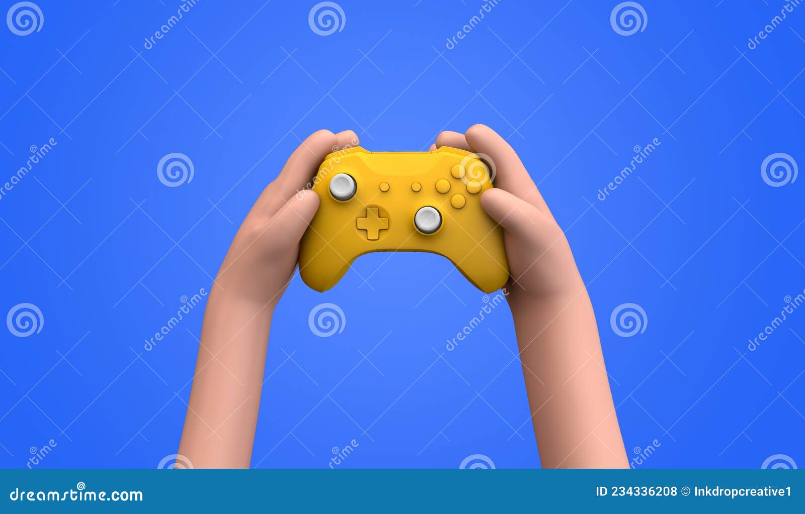 Cartoon Style Hands Holding a Video Game Controller. 3D Rendering Stock ...