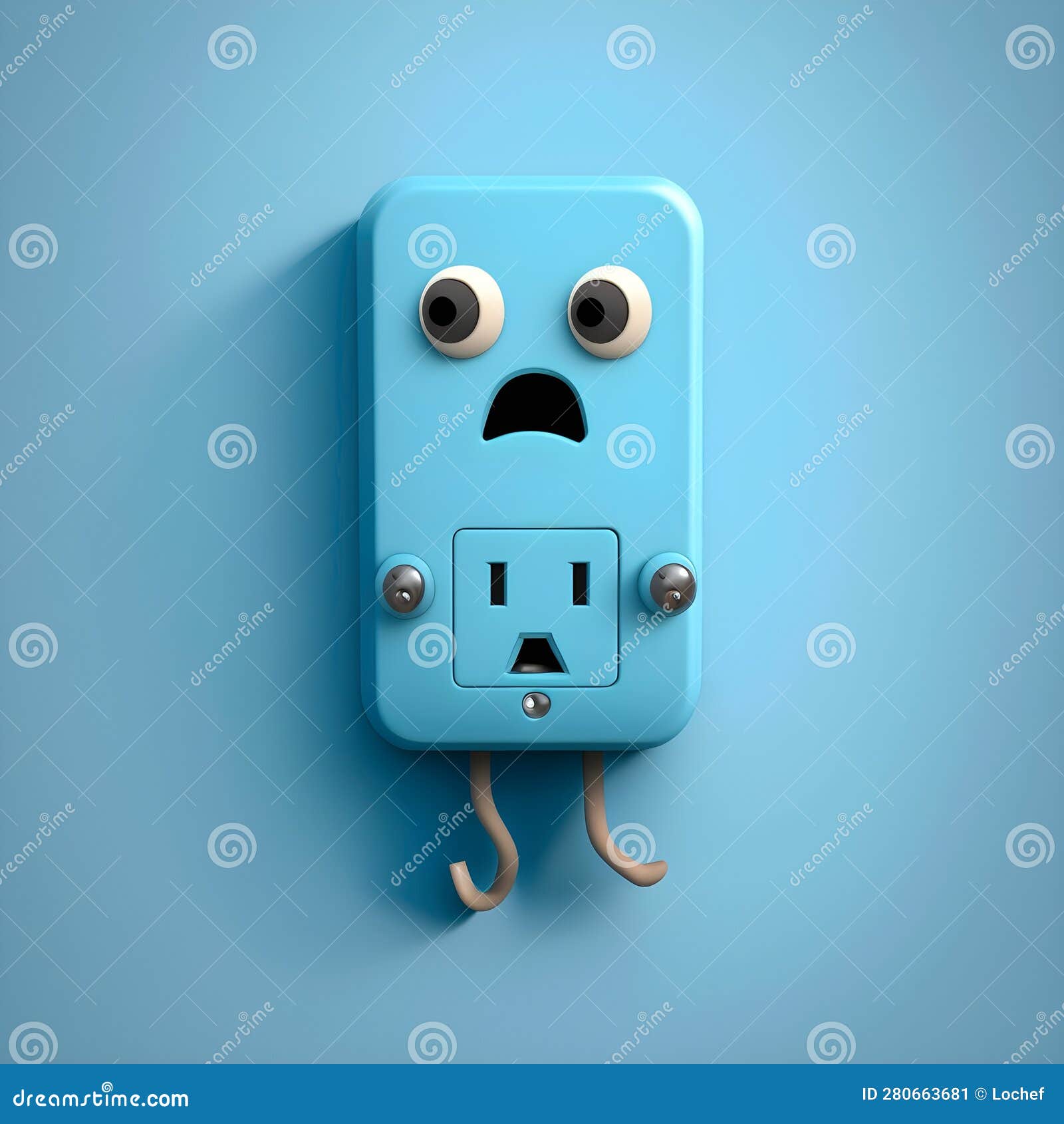 Cartoon Style Illustration of a Cute Electric Socket, Electric Switch ...