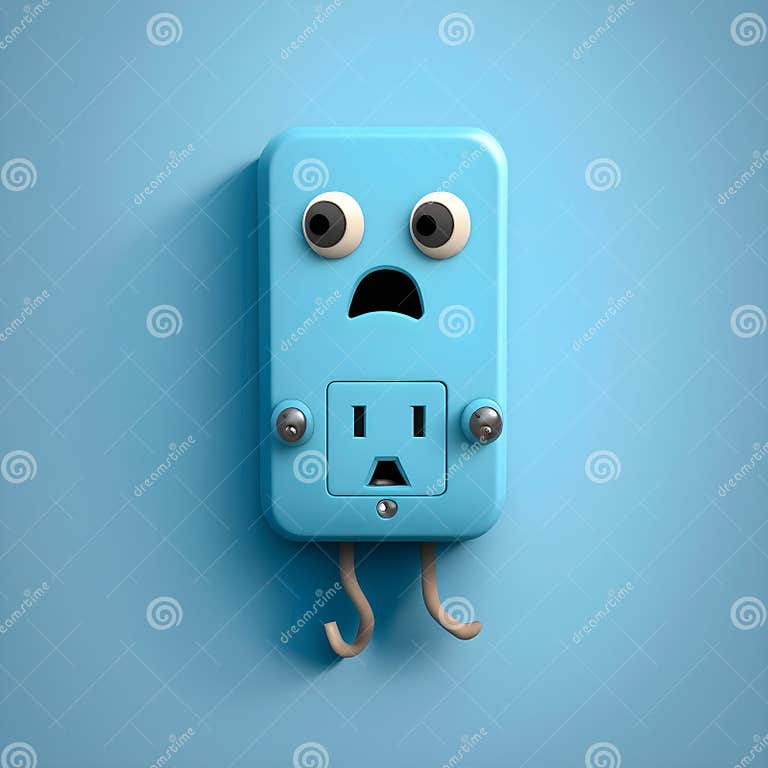 Cartoon Style Illustration of a Cute Electric Socket, Electric Switch ...
