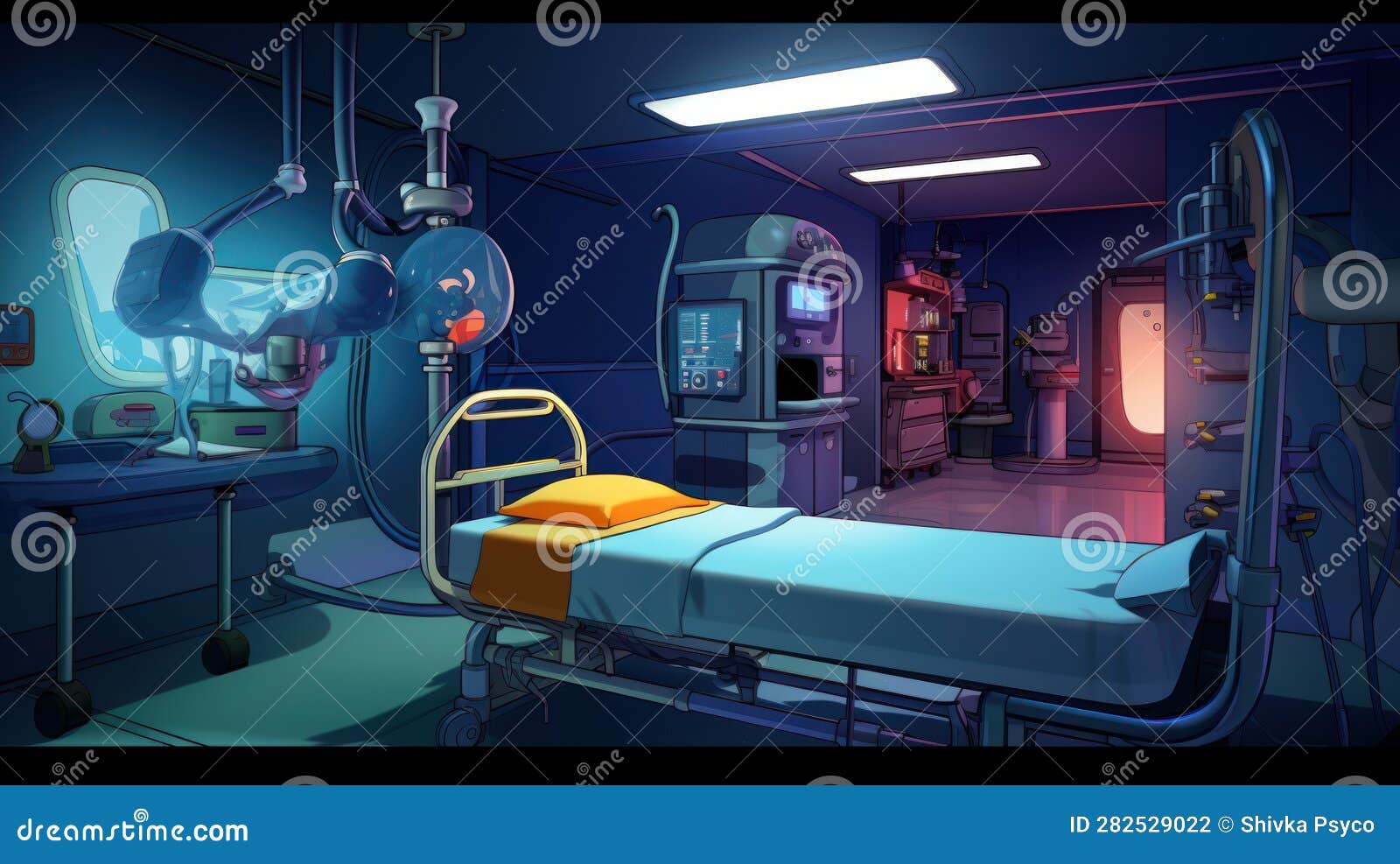 Cartoon Style Interior of Hospital Room Image Stock Illustration ...