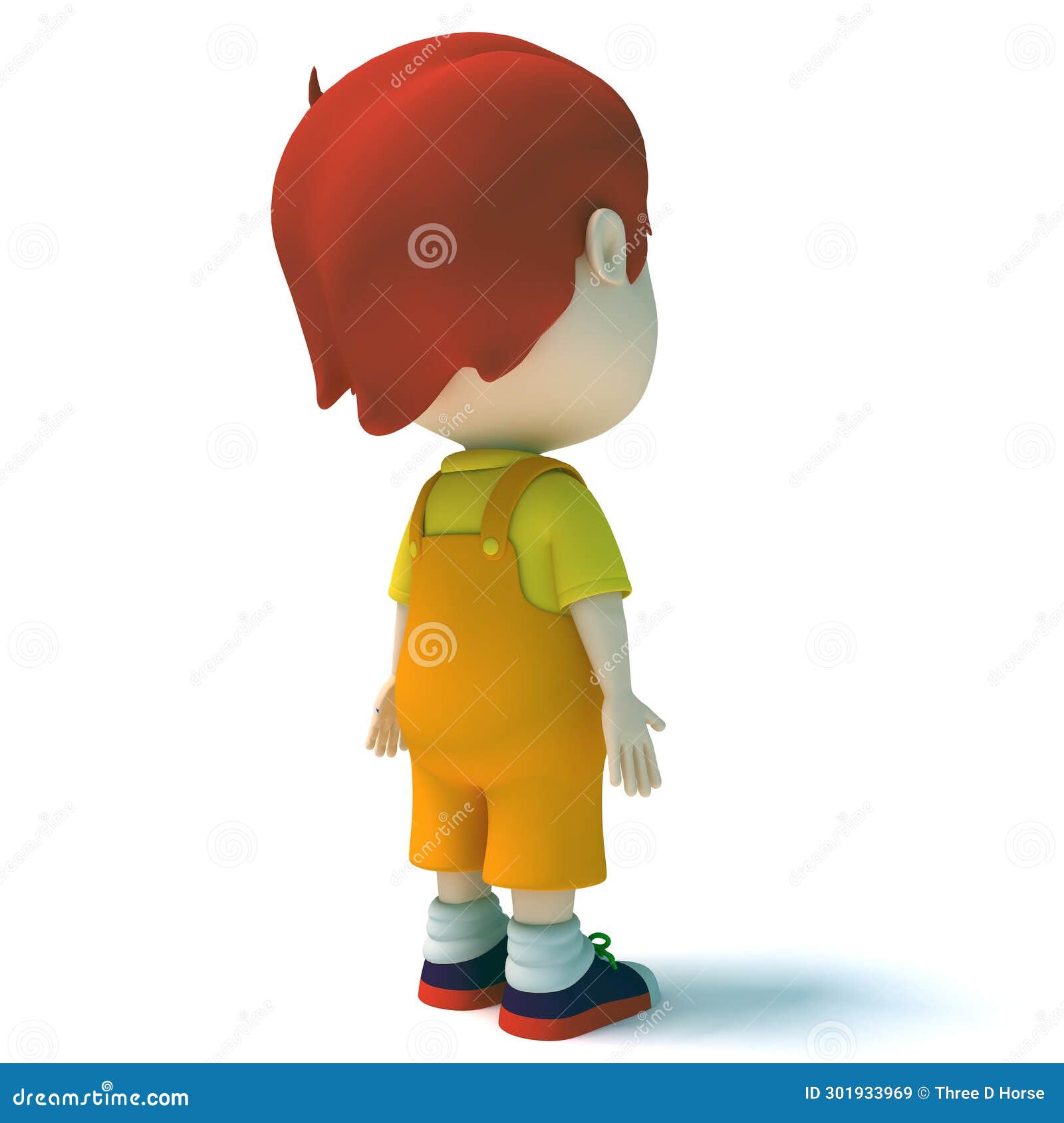 Cartoon Style Kid 3D Rendering on White Background Stock Illustration ...
