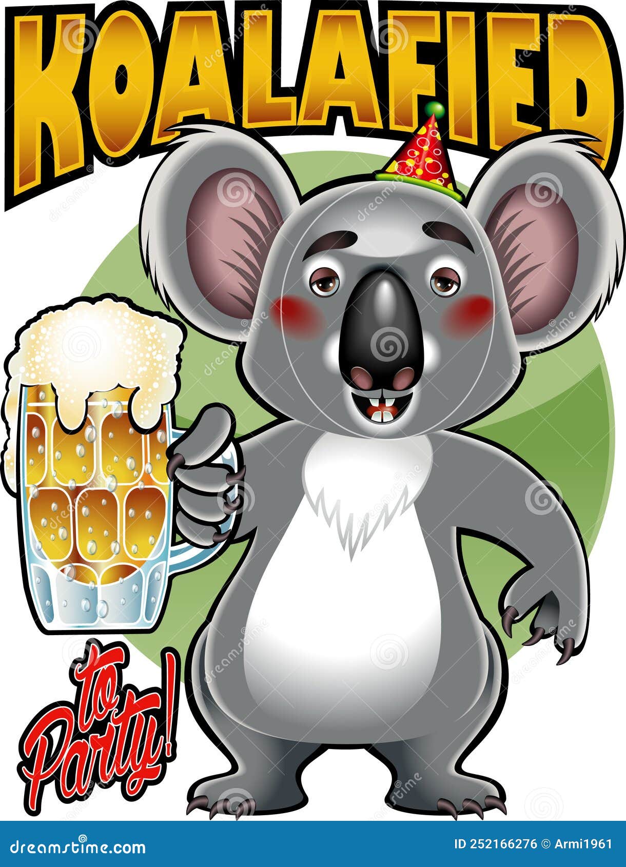 Cartoon Style Koala Bear Holding Mug with Foaming Beer Stock Vector ...