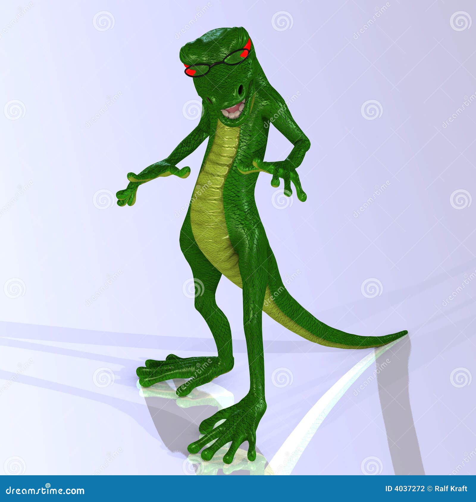 Cartoon Style Lizard with a Lovely Stock Illustration - Illustration of ...