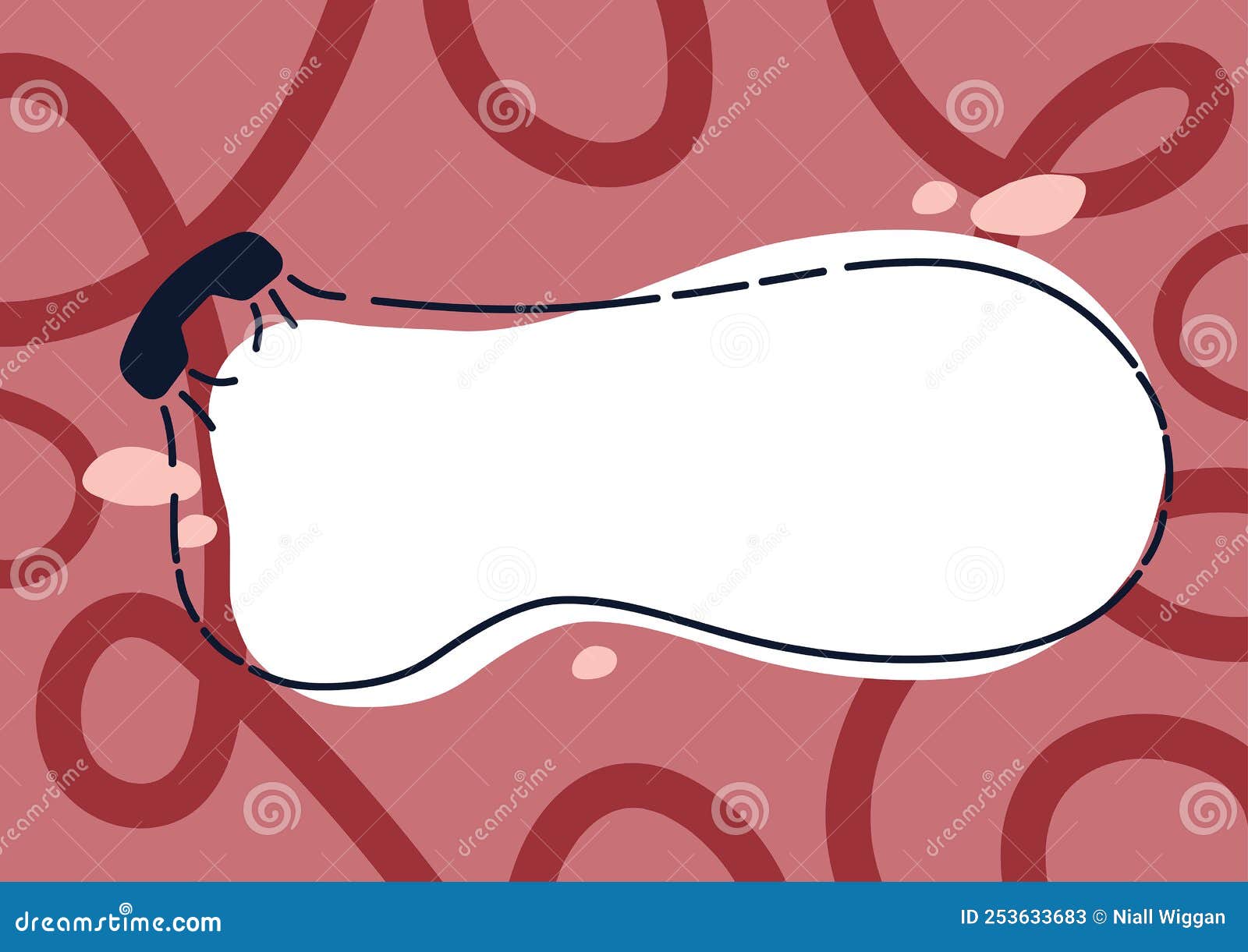 Cartoon Style Message Box with Phone Over Color Doodles. Design Empty ...