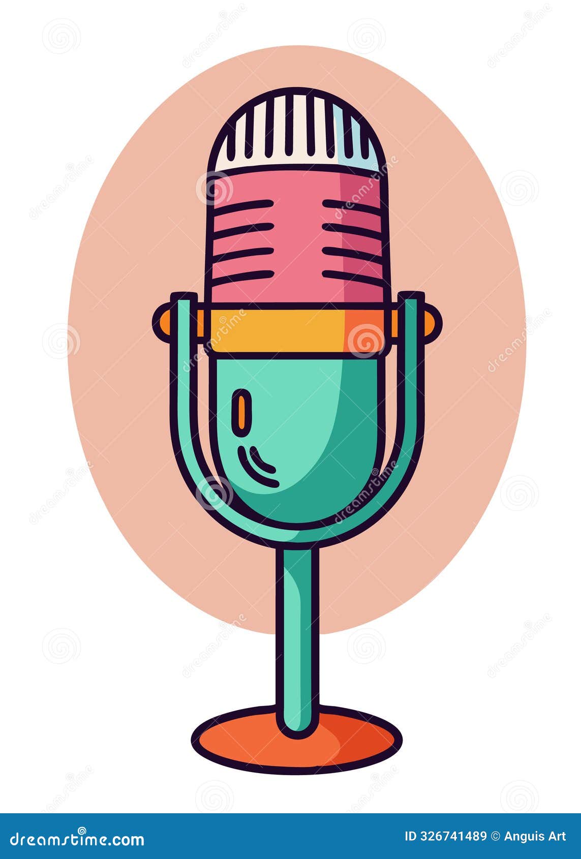 Cartoon style microphone. stock vector. Illustration of sound - 326741489