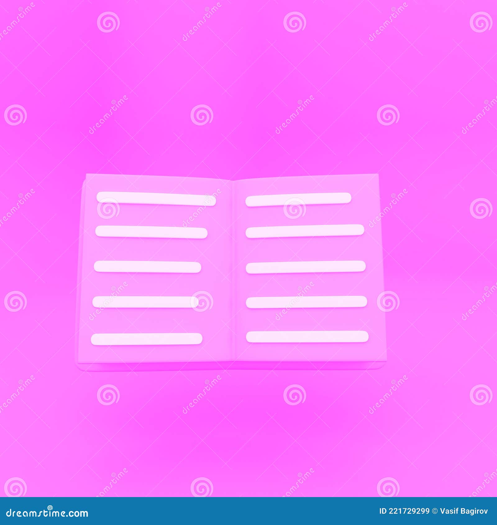 Cartoon Style Minimal Open Book Isolated on Pink Background. 3d ...