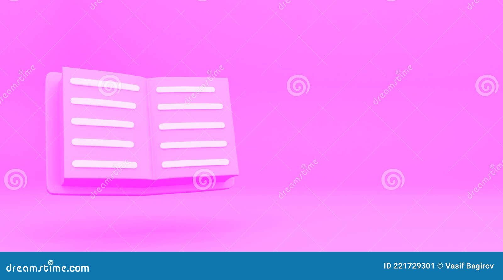 Cartoon Style Minimal Open Book Isolated on Pink Background. 3d ...