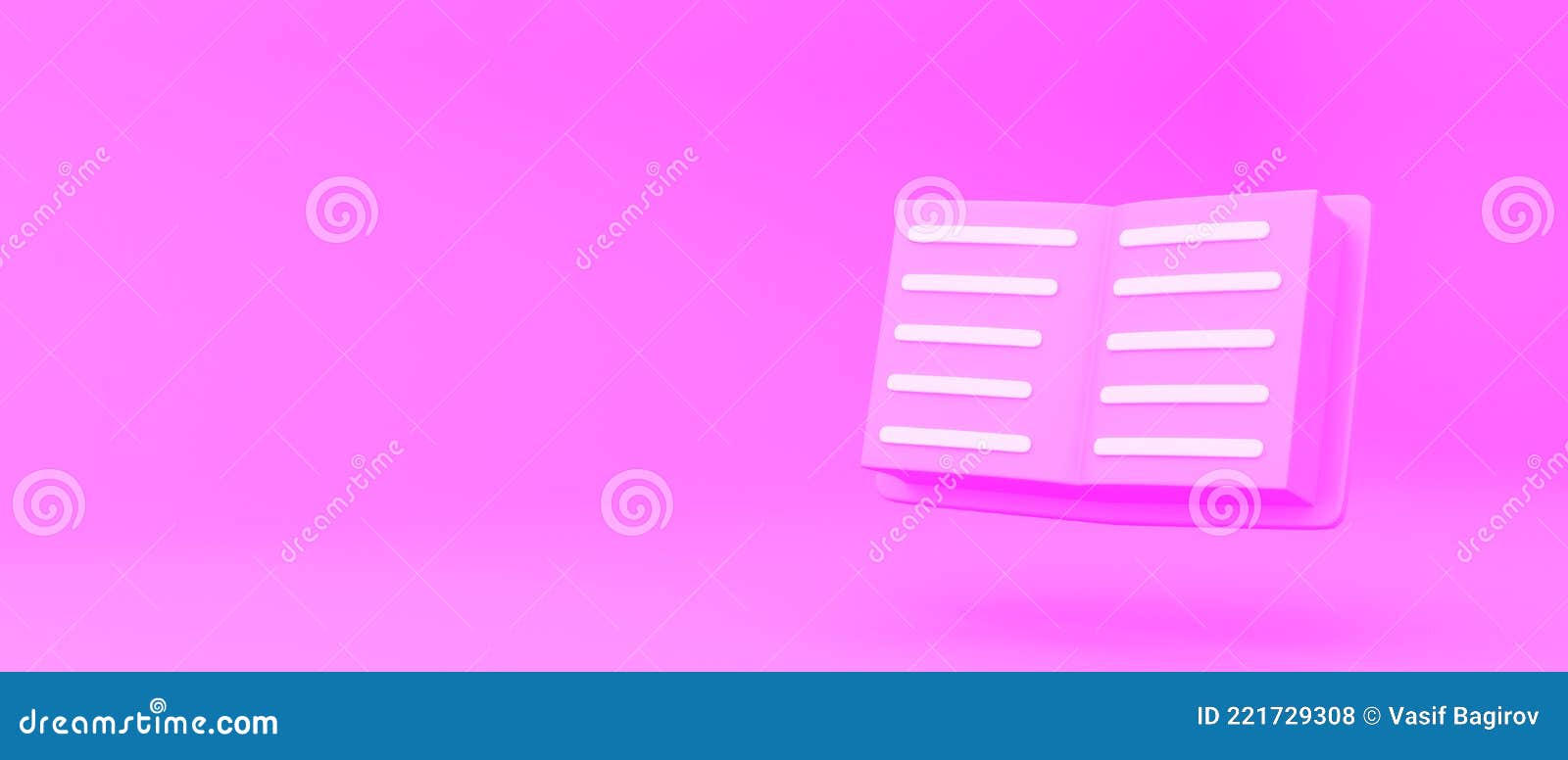 Cartoon Style Minimal Open Book Isolated on Pink Background. 3d ...
