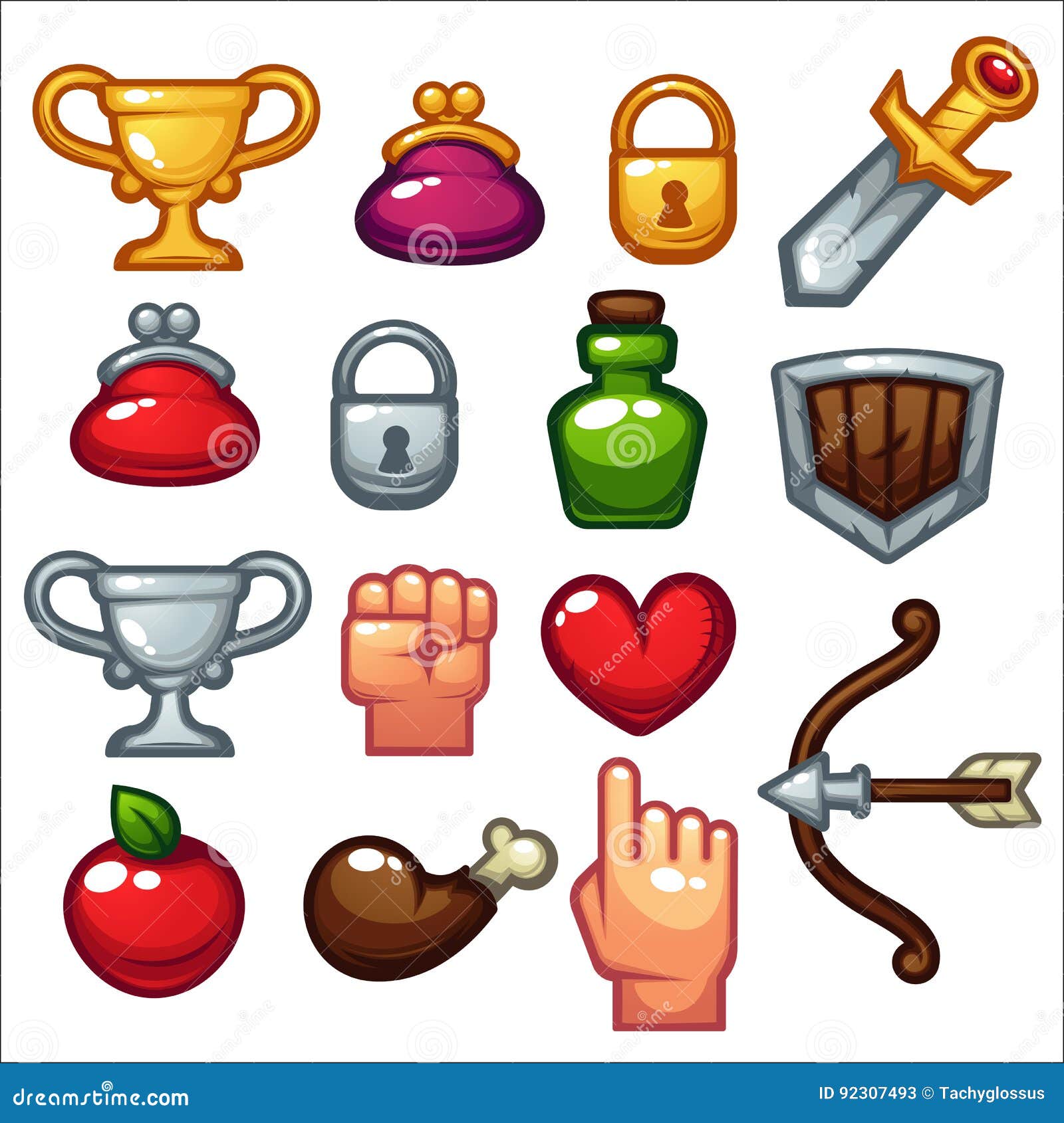 Mobile Game Graphical User Interface GUI. Design, Buttons And Icons ...