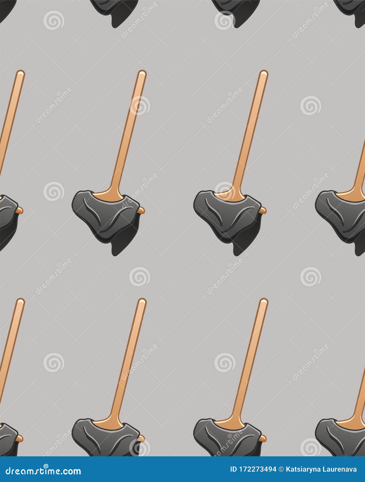 Cartoon Style Mops with Rags for Cleaning Seamless Pattern on Gray ...