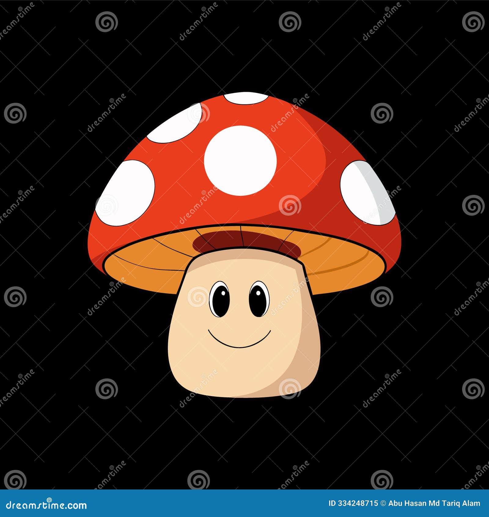 A Vibrant Red and Orange Colored Cartoon Style Mushroom Stock Vector ...