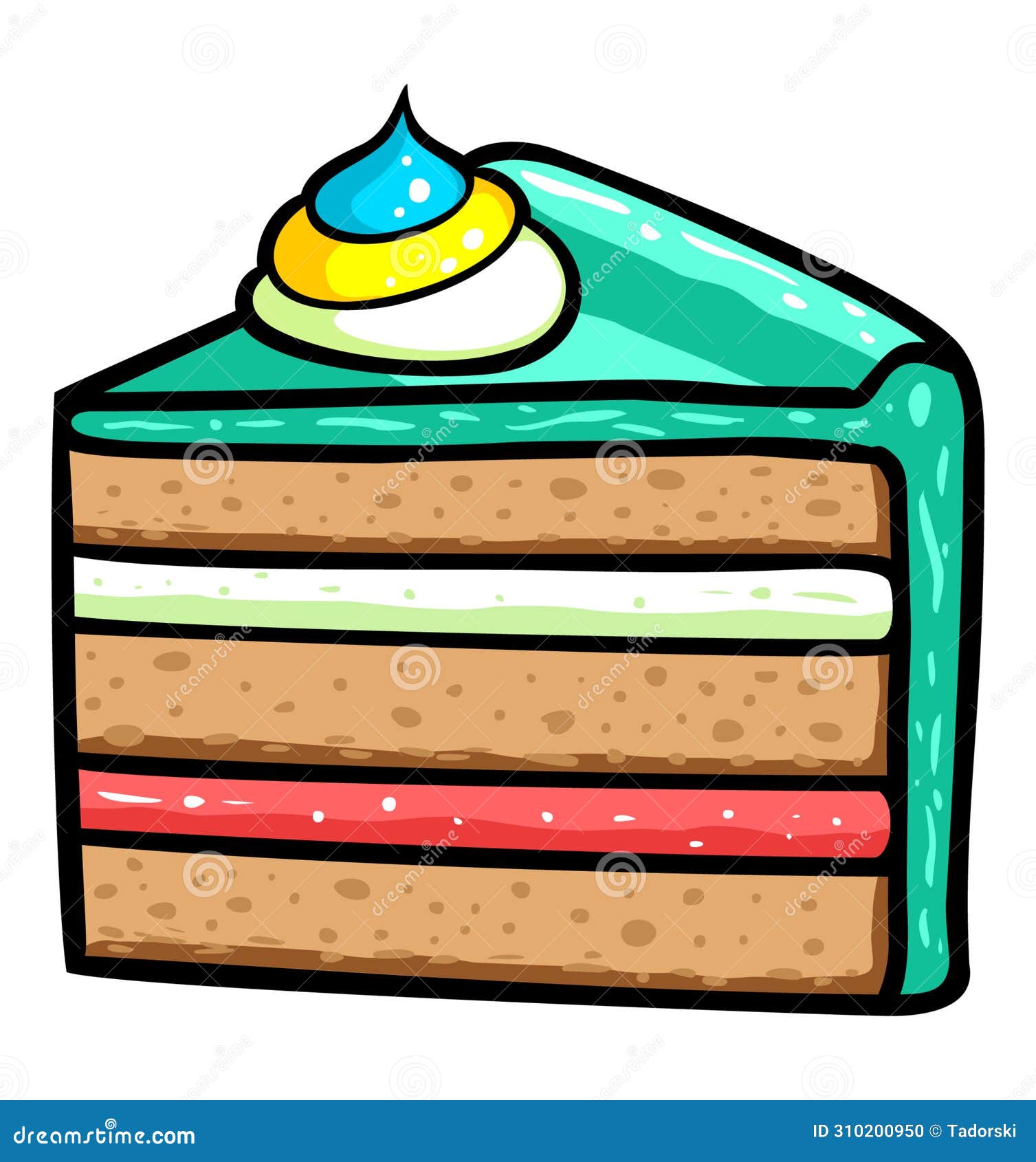 Cartoon Style Piece of Cake Illustration. Stock Vector - Illustration ...