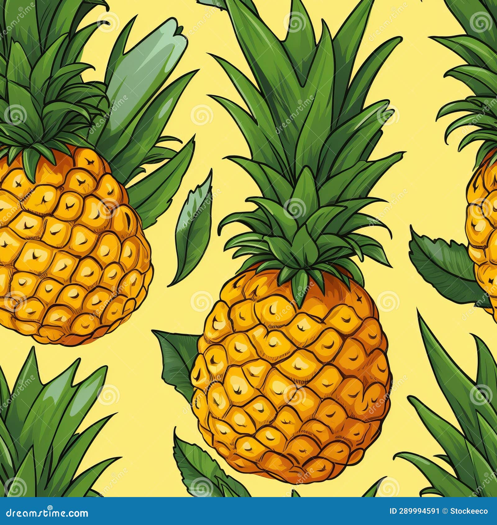Cartoon Style Pineapple Vector Seamless Pattern by Chris Samnee and ...