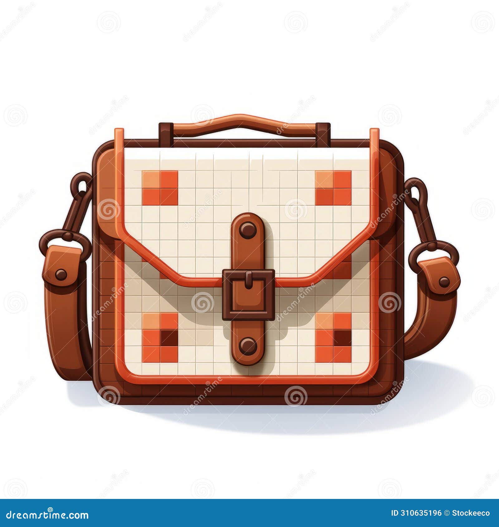Cartoon-style Pixelated Laptop Bag Icon on White Background Stock ...