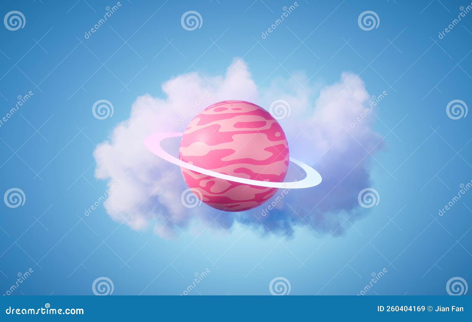 Cartoon Style Planet and Cloud Background, 3d Rendering Stock ...