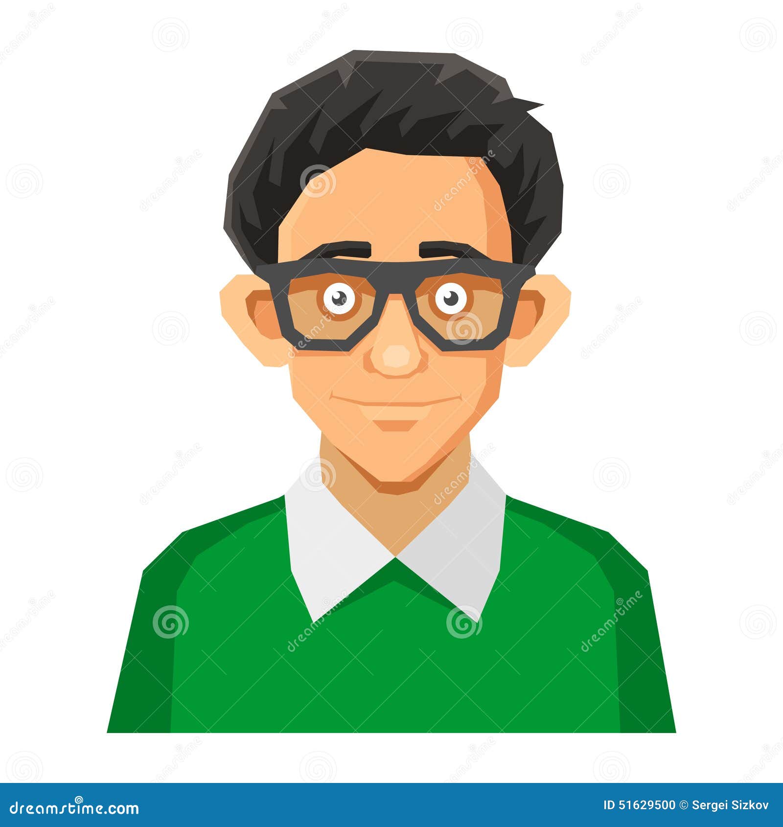 Cartoon Style Portrait of Nerd with Glasses and Stock Vector ...