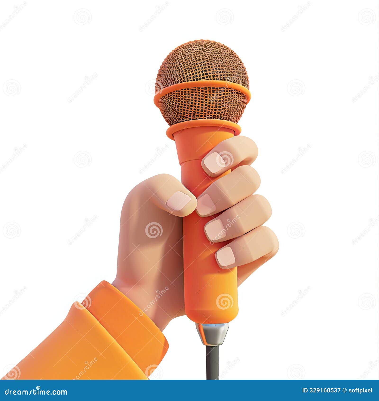 Cartoon Style Rendered Hand Holding Microphone on Transparent ...