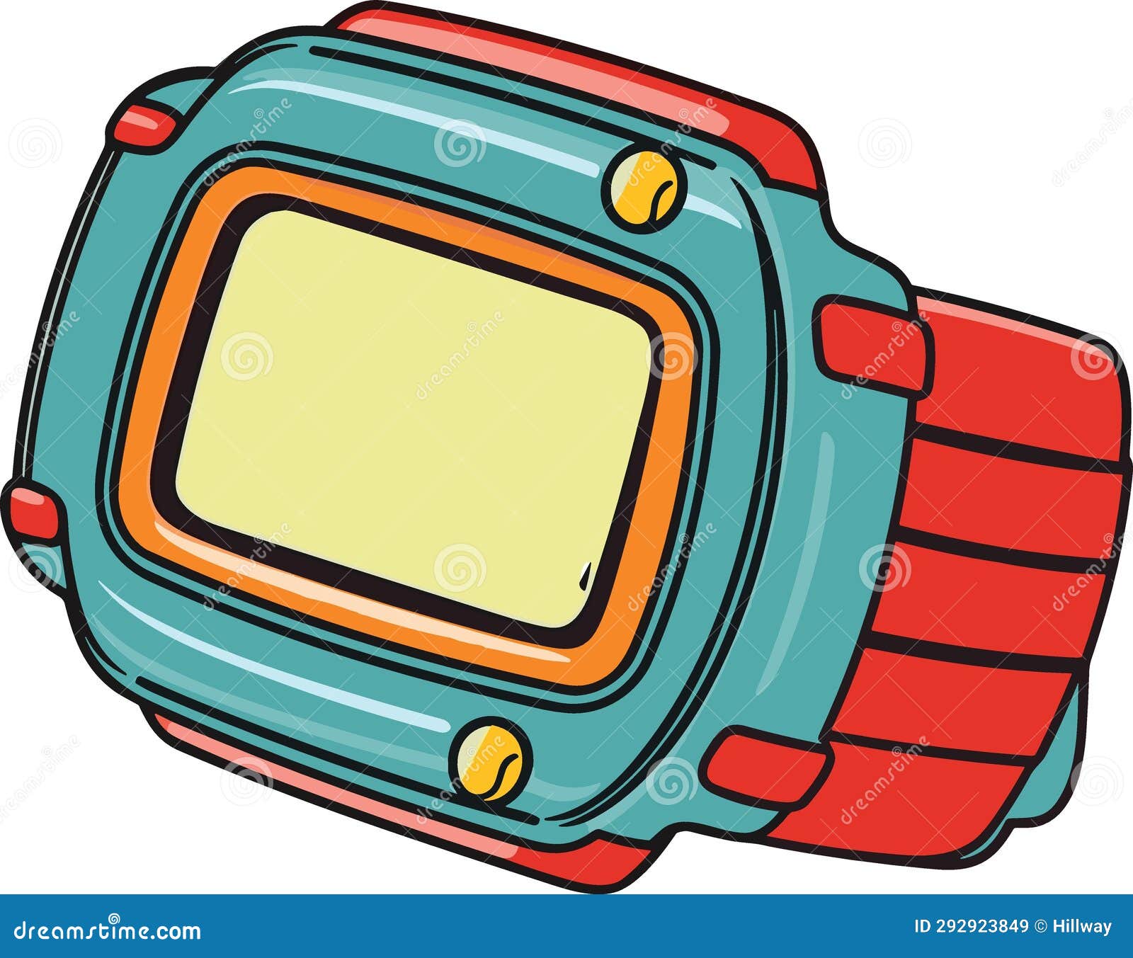 Cartoon Style Retro Digital Wrist Watch with Empty Screen Vector Stock ...