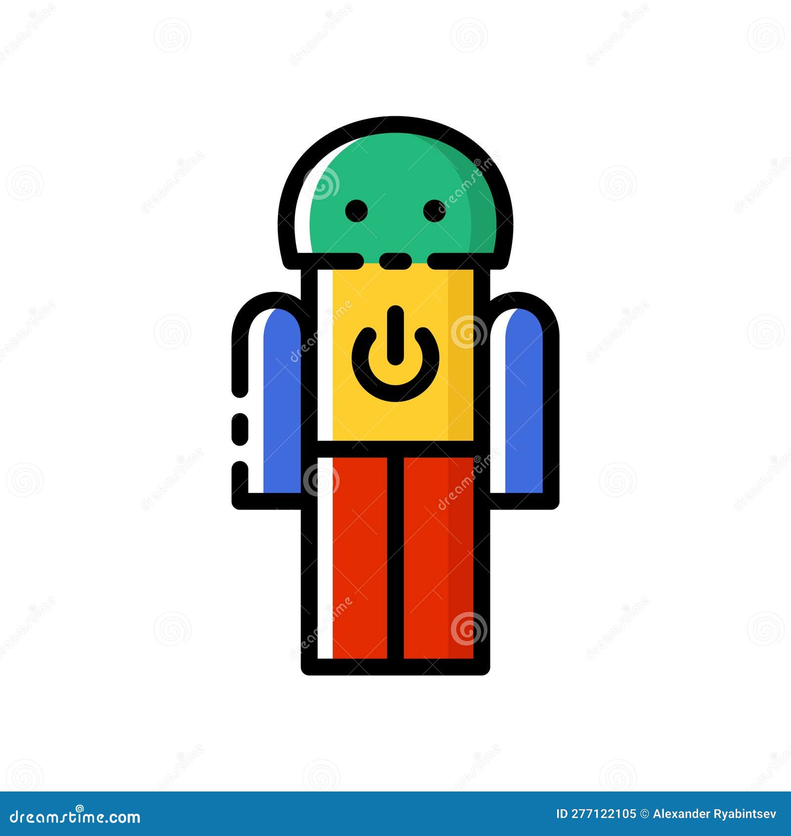 Cartoon Style Robot Colourful Vector Illustration. Cute Bot Icon. Stock ...