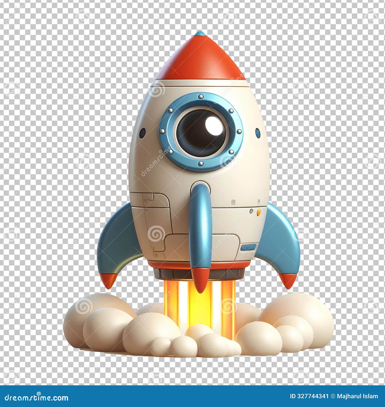 Cartoon Style Rocket 3d Model Isolated on Transparent Background with ...