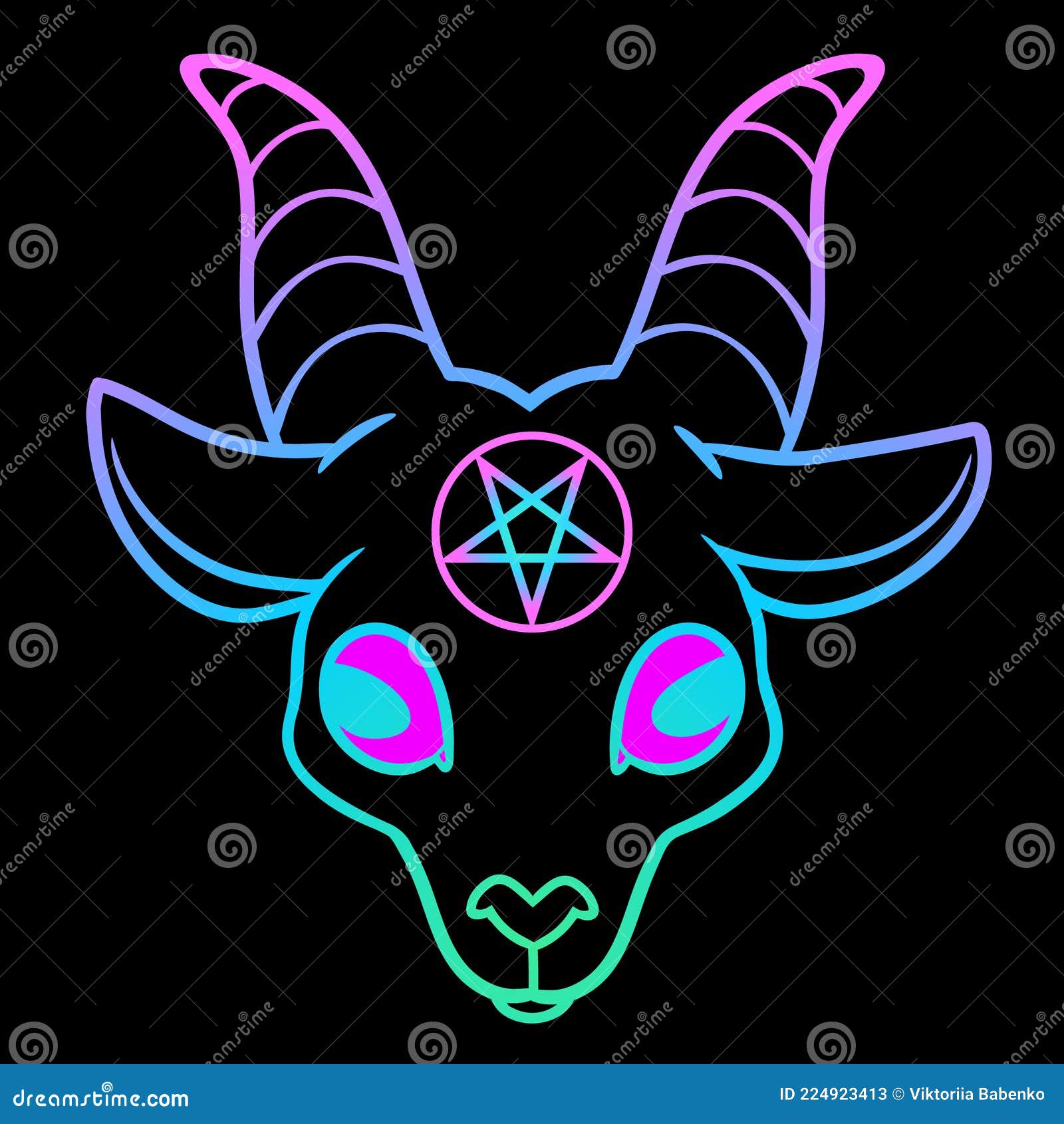 Satanic Goat Skull Drawing