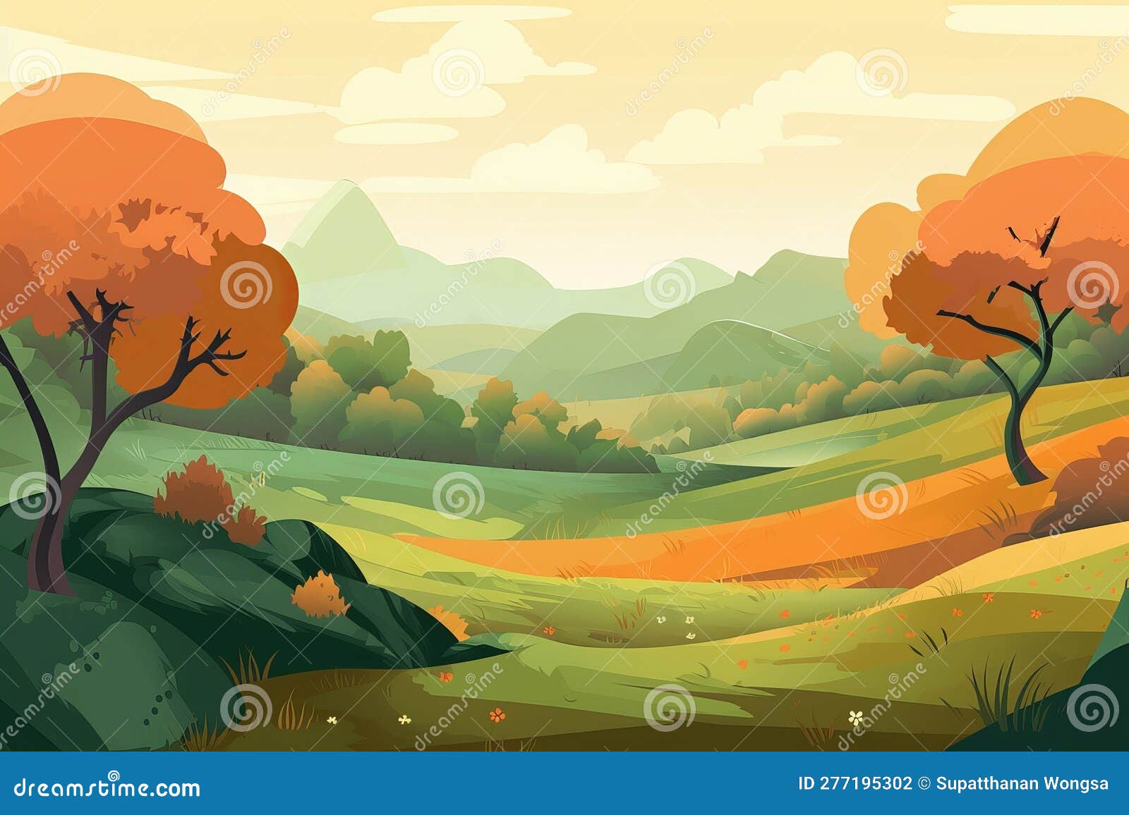 Cartoon Style Scenery from Generative Ai Stock Illustration ...