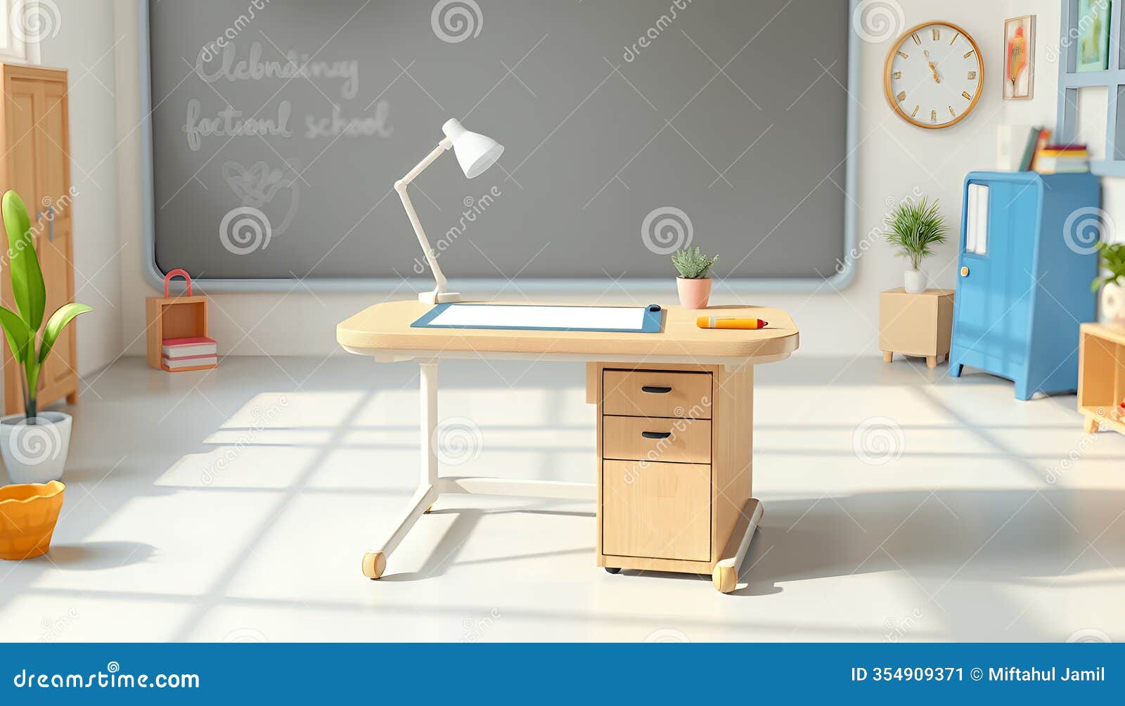 A Cartoon-style School Drafting Table with an Ergonomic and Versatile ...