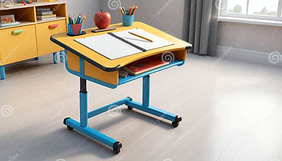 A Cartoon-style School Drafting Table with an Ergonomic and Versatile ...
