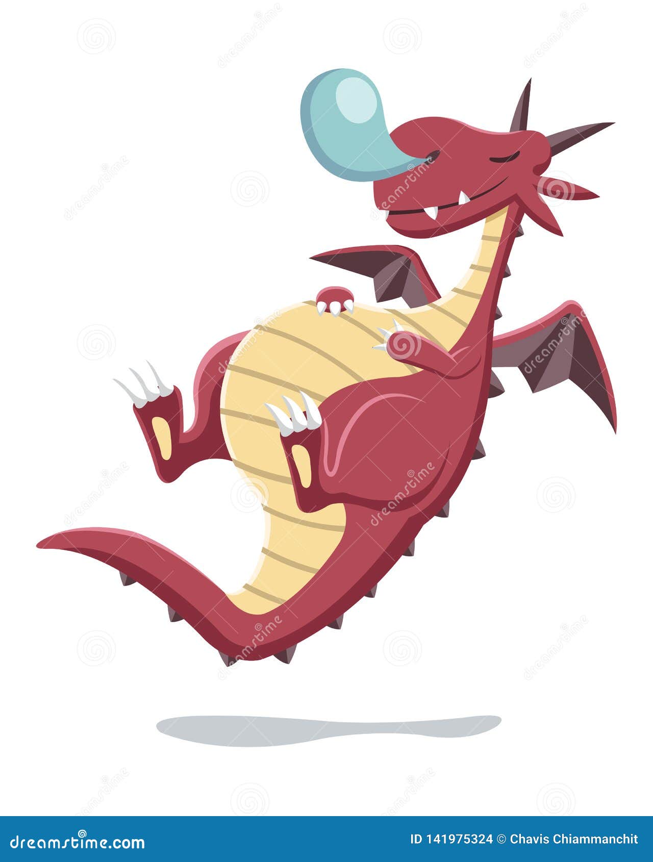 Cartoon Style Sleeping Red Dragon Illustration Stock Vector ...
