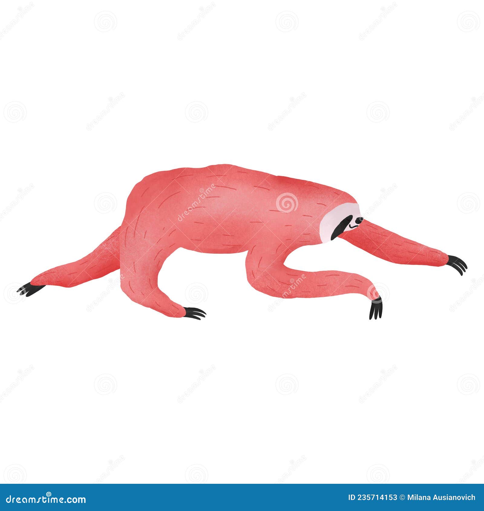 Cartoon Character Sloth Image with Texture Stock Illustration ...